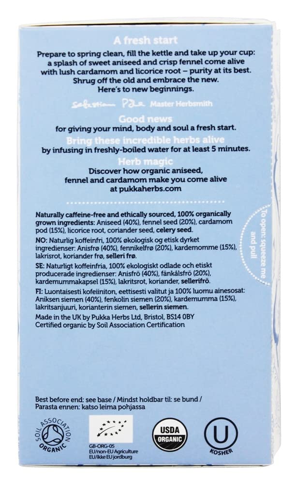 Pukka Herbs Organic Herbal Teas from England Detox Aniseed Fennel & Cardamom