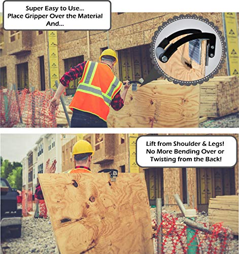 Vulcan Grip Panel Carrier | Drywall and Plywood Gripper, Lifter and Carrying Tool | Makes it Easy to Solo Lift and Carry Sheet Materials with Good Posture and No Back Pain | Self Adjusts to Thickness