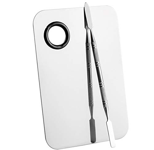 Professional Pro Stainless Steel Makeup Palette Cosmetic Palette with Spatula Tool Makeup Art Tool For Nail Art Eye Shadow Eyelash Makeup Professional Pigment BlendingïŒ6 x 4 Inch SliverïŒ