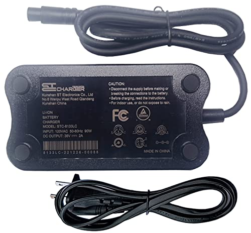 UpBright 3-Pin 36V AC/DC Adapter Compatible with STC Charger Model: STC-8133LC STC8133LC DC36V 2A 36VDC 2000mA 36.0V 2.0A Kunshan ST Electronics Co.Ltd Li-ion Battery Charger Power Supply Cord Cable