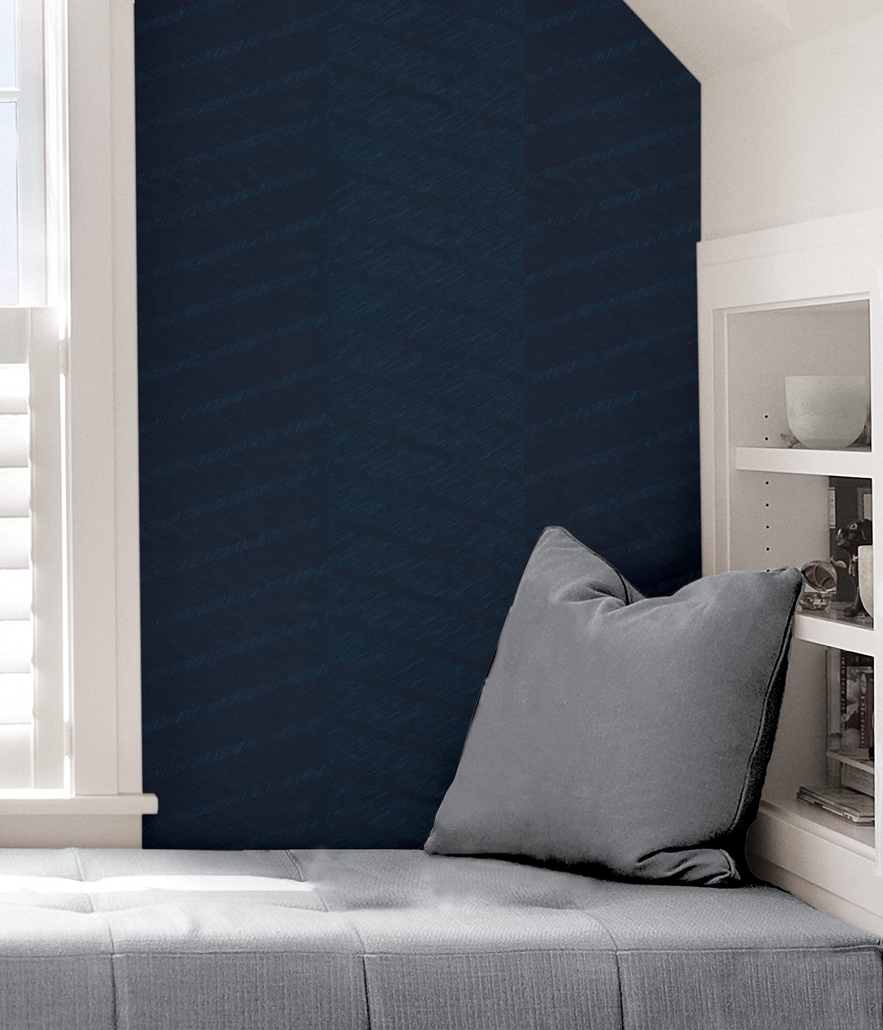 Scott Living SLS3979 Indigo Wayward Peel & Stick Wallpaper, Blue