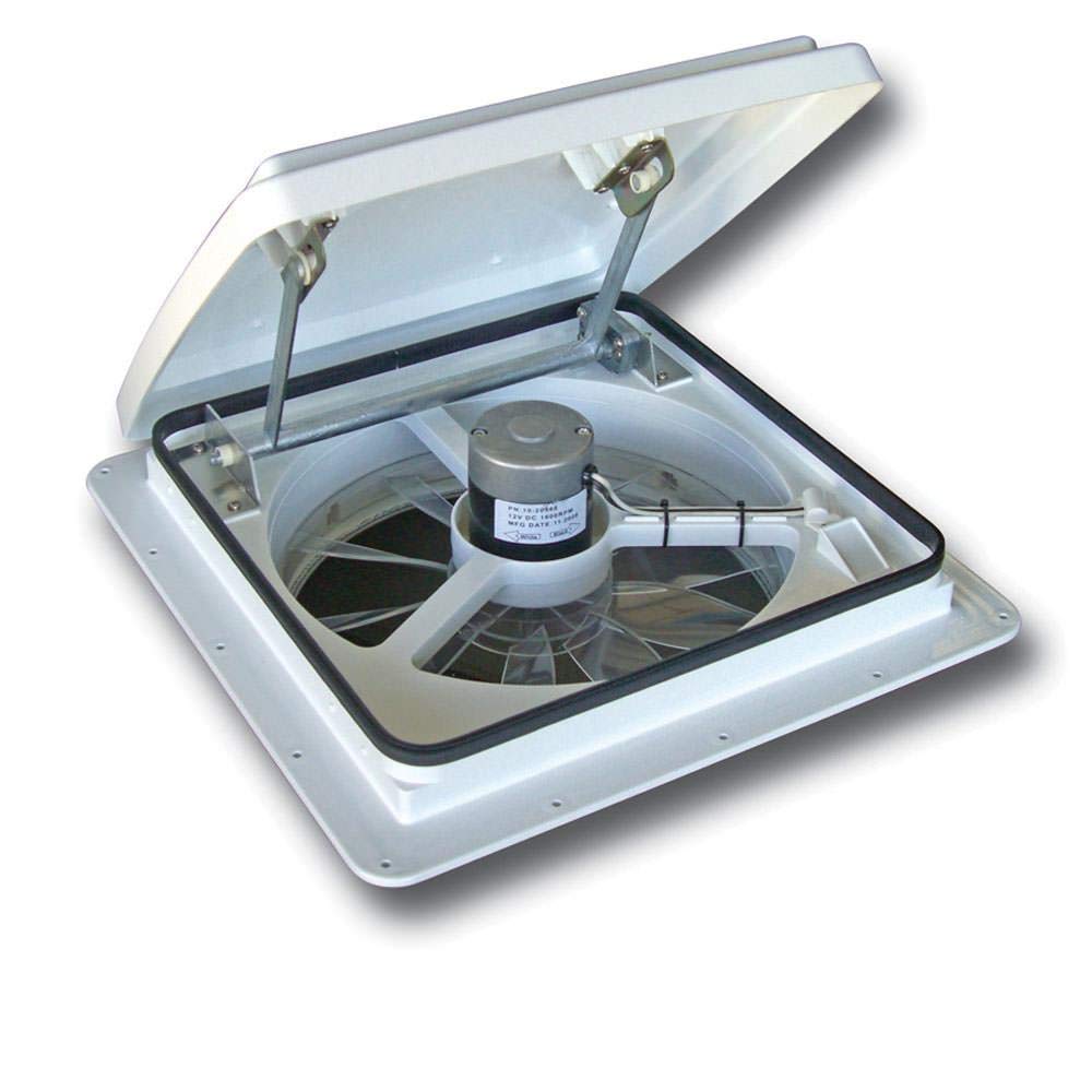 Maxxair Maxxfan Plus High Powered 10-Speed RV Intake and Exhaust Fan - Manual or Remote Control Electric Opening, Easy Ceiling Controls, Rain Sensor with Automatic Lid Closure, White (00-04000K)
