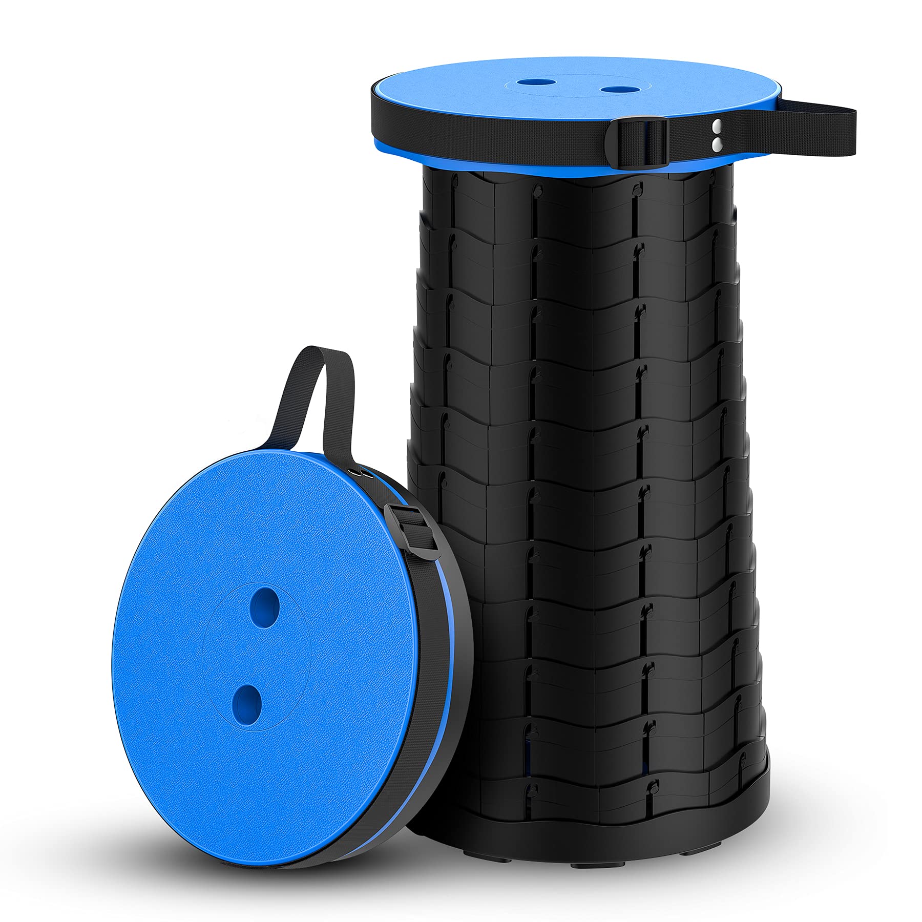 MOLAFI Telescoping Camping Stool, Collapsible Portable Stool, Adjustable Folding Stool for Shop Fishing Hiking BBQ Gardening, Max Load 557 LBs (Blue)