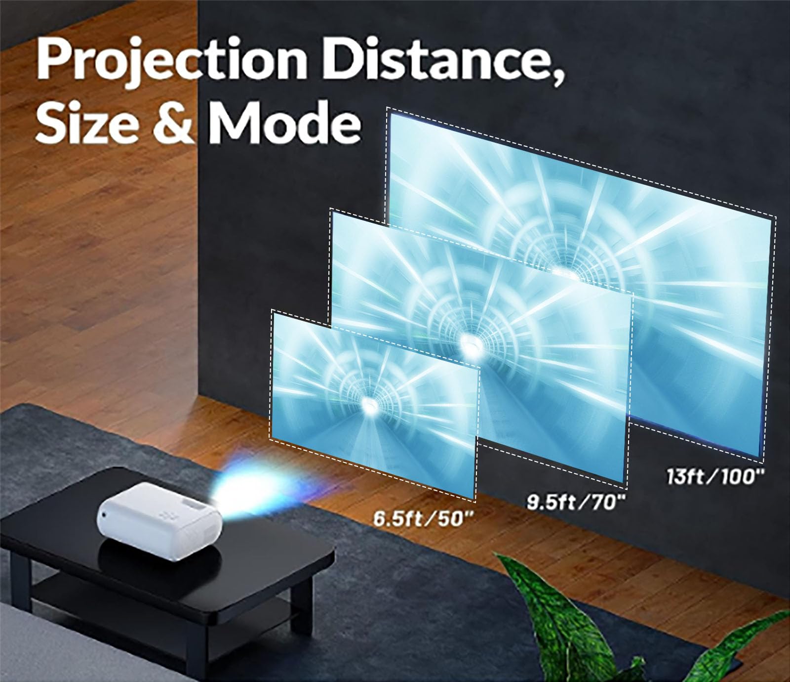 Mini projector iPhone 1080P HD Projector,Portable Projector outdoor Home Theater Projector, Compatible with HDMI, USB, AV, Android /IOS/Windows/ TV box, Crojection Size 30~120 Inches, Send Tripod