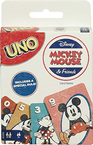 Mattel Games UNO Disney Mickey Mouse and Friends Card Game for Kids & Adults for Game Night and Travel, 2-10 Players