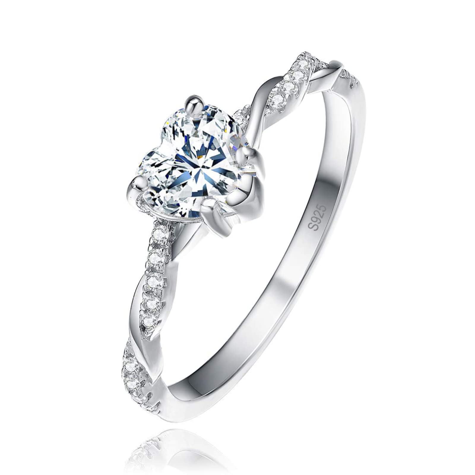 OLIVIASO 1.25ct Heart Rings for Women - 925 Sterling Silver Promise Rings for Women, Engagement Rings for Women, Cubic Zirconia Ring Size 6