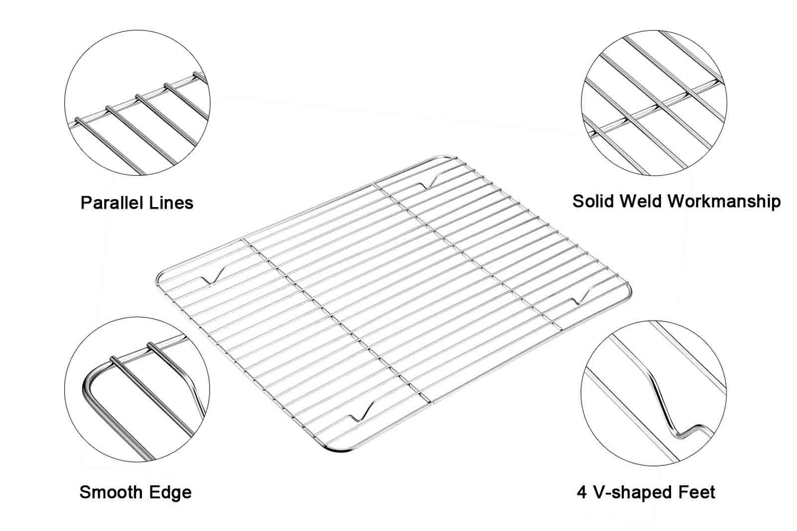 TeamFar Baking Sheet with Rack Set of 8, Cookie Sheet Baking Pans Stainless Steel Bakeware with Cooling Rack Set, Non Toxic & Healthy, Mirror Finish & Rust Free, Easy Clean & Dishwasher Safe