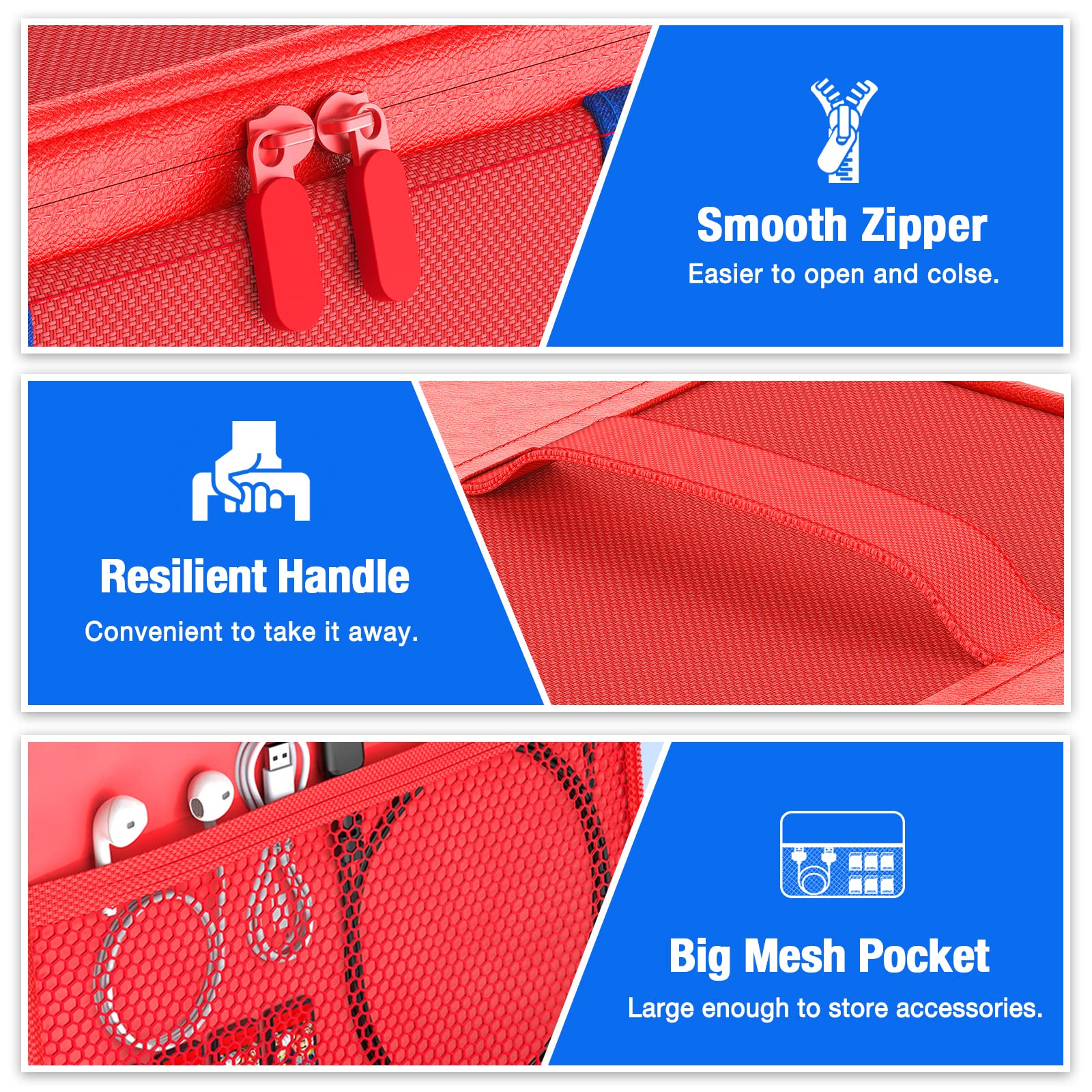 Switch Case for Switch/Switch OLED & Switch Accessories, Protection Switch Travel Case for Nintendo Switch OLED Console, Portable Switch Carrying Case Storage Messenger Bag for Boys Girls Travel Case