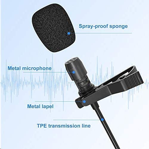 Mini Professional Lavalier Lapel Microphone Directivity Condenser Mic for 8/8 Plus 11/11 Pro 12/12 Pro, iPhone X/XS/XR, YouTube Vlogging Facebook Interview Livestream Video Recording (9.8ft)