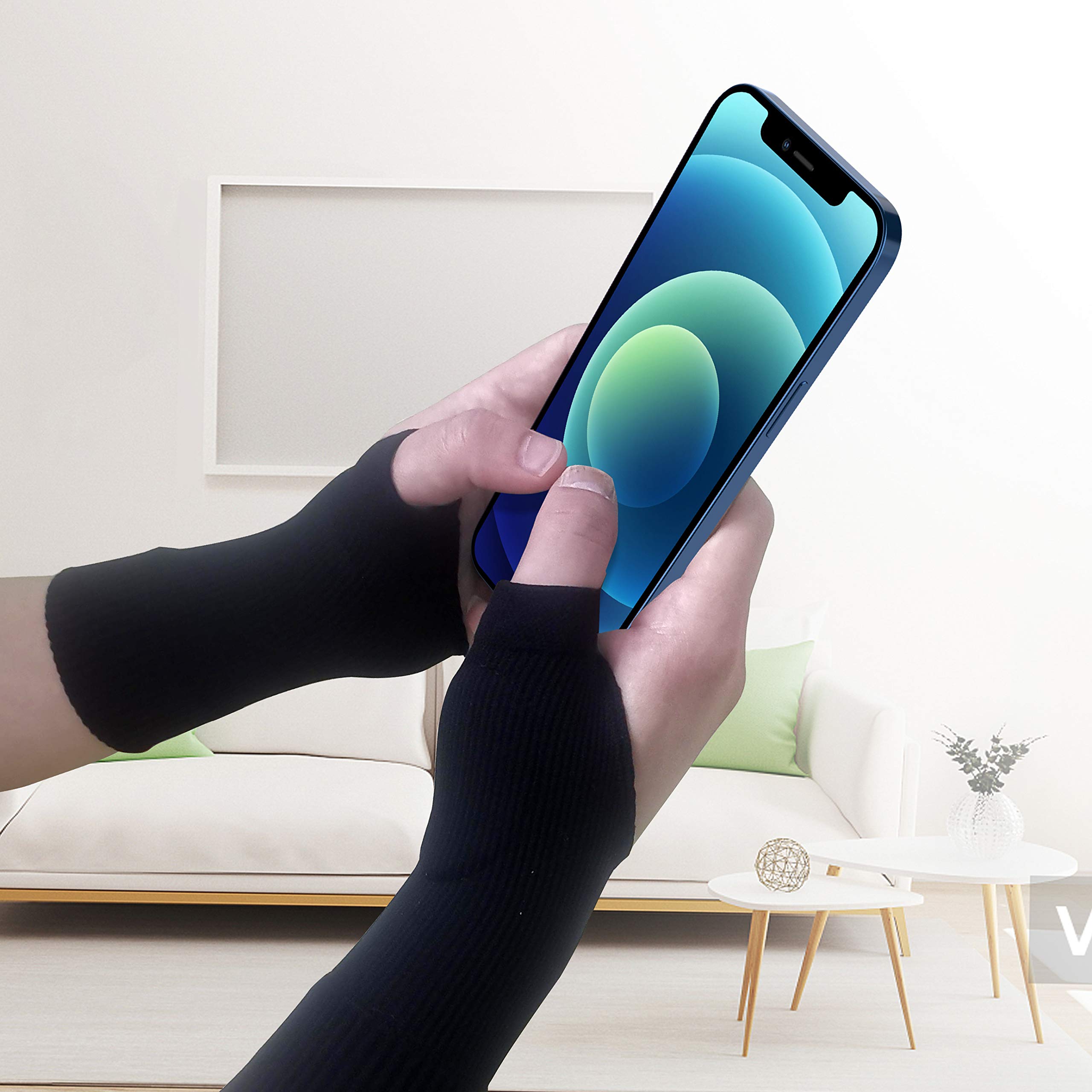 YHOUMEW Thumb Arthritis Compression Gloves(1 Pair),Breathable Wrist Support Brace Fingerless Glove with Gel Hand Injury Pads,Comfortable Carpal Tunnel for Thumb Wrist Relieve Pain