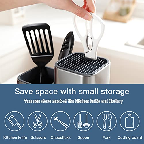Stainless Steel Universal Knife Holder Block, Yimerlen Knife Holder Storage Multi-functional, Kitchen Knife Storage Utensils Organizer for Countertop (with Cleaning Brush)
