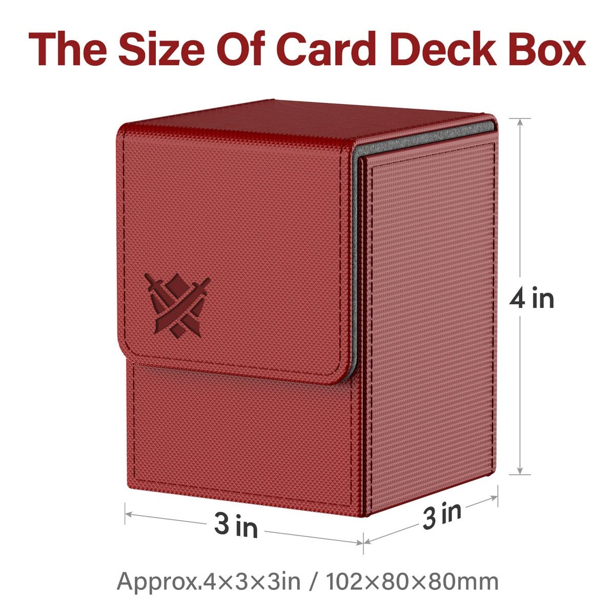 ULTRGEE Deck Box for MTG Cards, Magnet Card Box with 2 Dividers per Holder, Large Trading Card Case Fit for up to 110 Cards-[Shield Design] (Red)