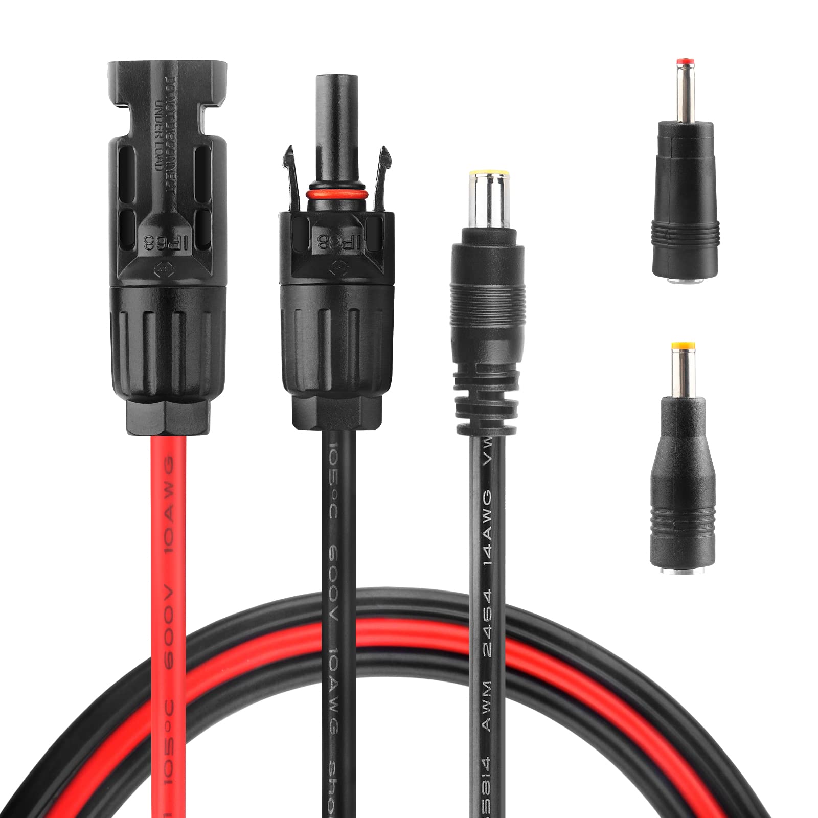 PAEKQ Solar Panel Connector to DC 8mm Adapter Cable, Solar Connectors Extension Cable 6Ft 14AWG with DC 5.5x2.5mm and DC 3.5x1.35mm Adapter for Jackery GZ Yeti and 8mm Input Port Solar Generator