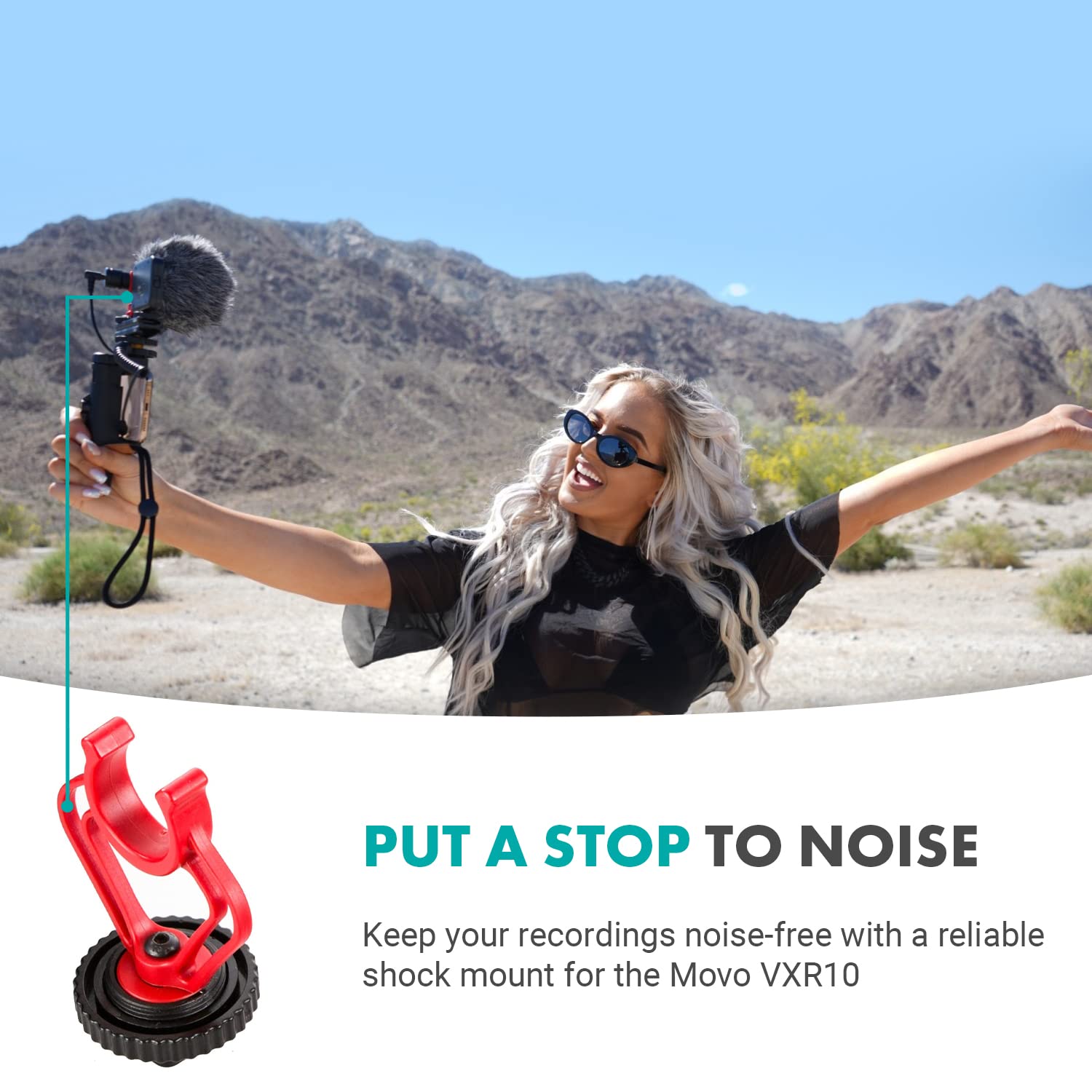 Movo SMVXR10 Replacement Shockmount for VXR10 Shotgun Camera Microphone- Shock Mount VXR10 Condenser Microphone