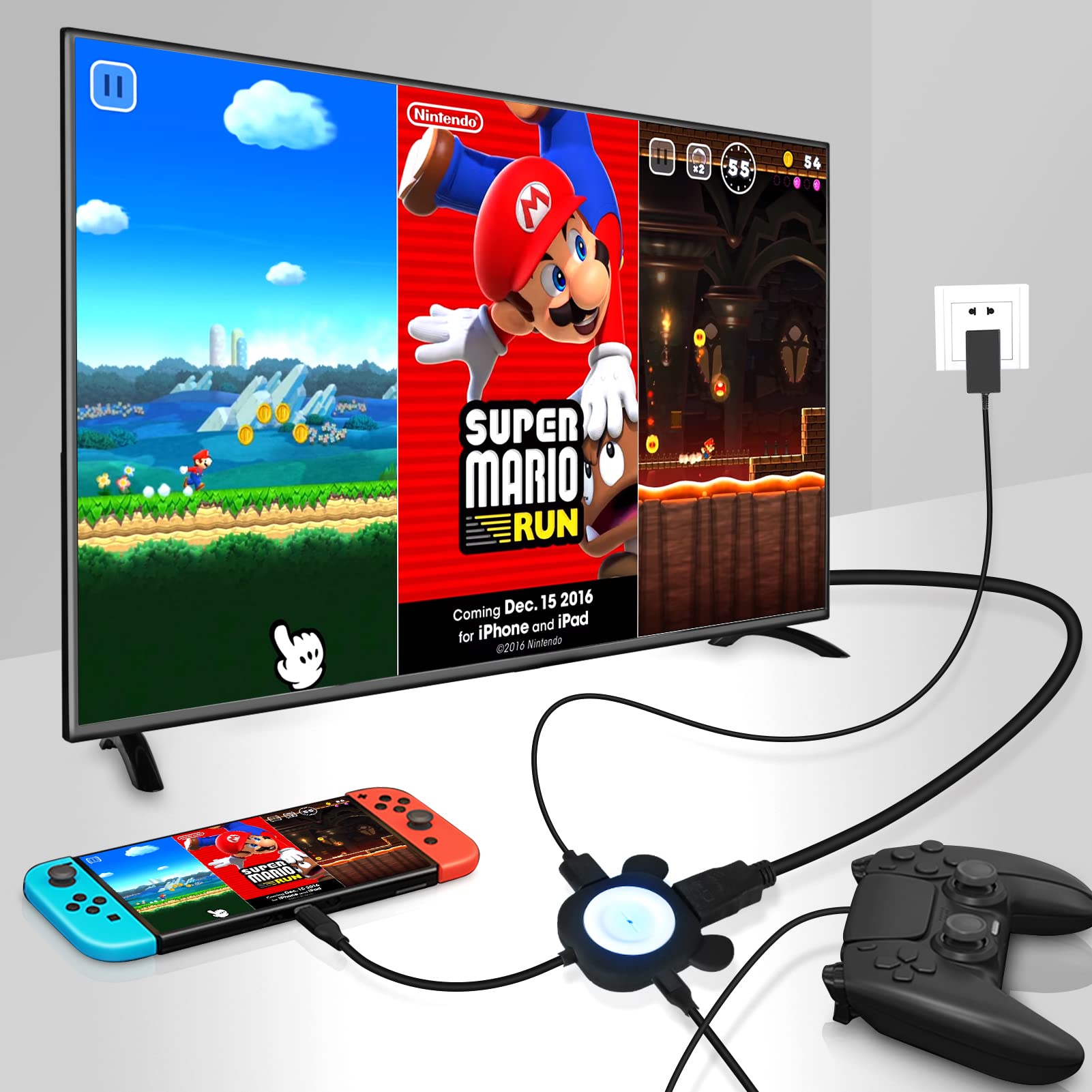 Switch Docking Station Adapter for Nintendo Switch Dock:4K HDMI USB 3.0 Hub Switch and Type C PD Charger Port Applied to Steam Deck MacBook Pro/Air Samsung Smartphone