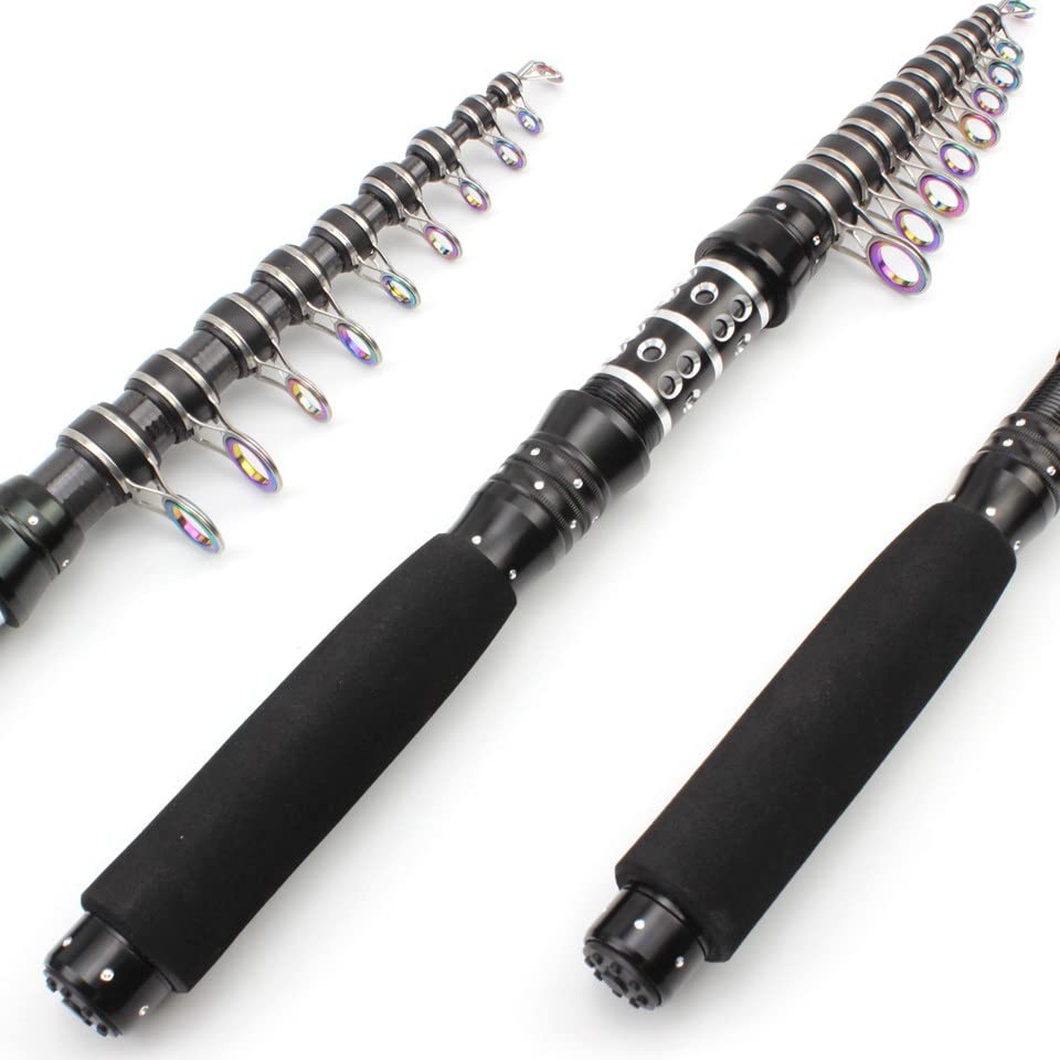SDFGH Short Carbon Telescopic Fishing Rod Fast Action Ultralight Carp Surf Spinning Rod Pocket Travel Pole (Color : A, Size : 2.4 m)