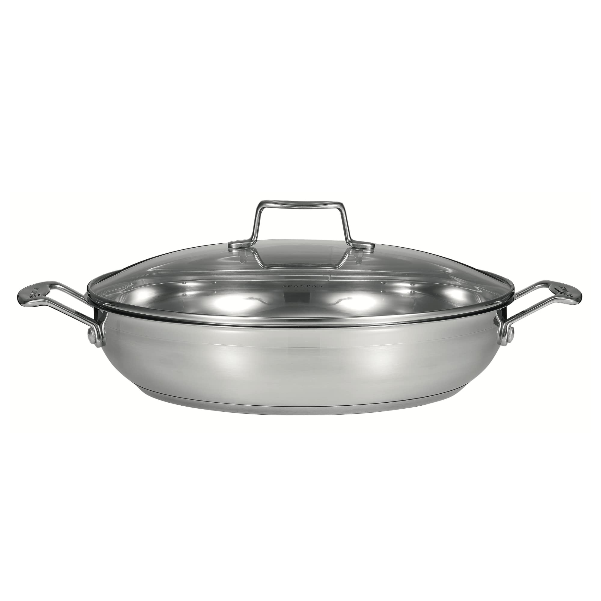 SCANPAN Impact 12.5” Chef Pan with Lid - Made of Durable 18/10 Stainless Steel - Dishwasher & Oven Safe