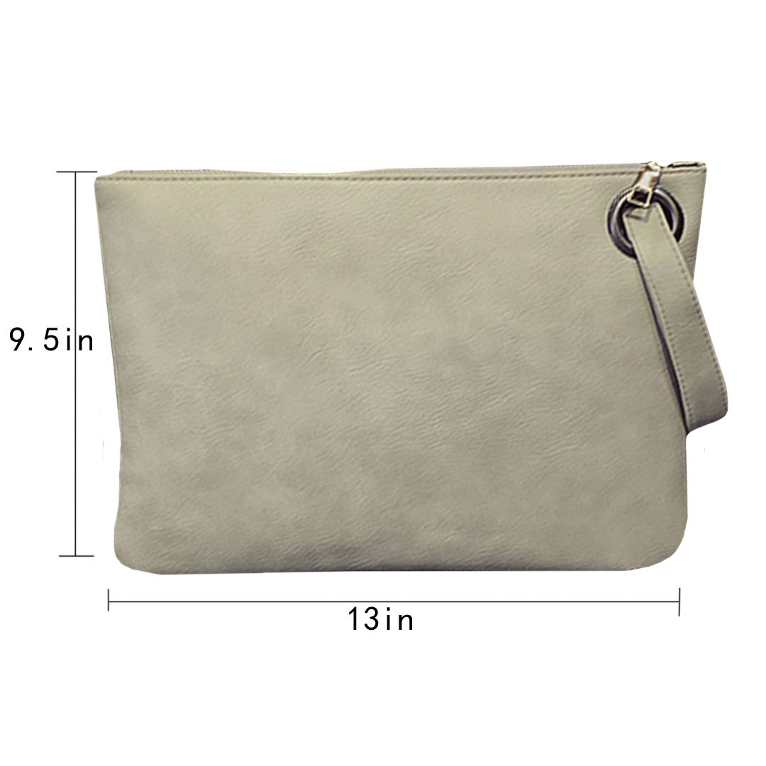 Mily Oversized Clutch Bag Purse Envelop Clutch Chain Tote Shoulder Bag Handbag Foldover Pouch Gray