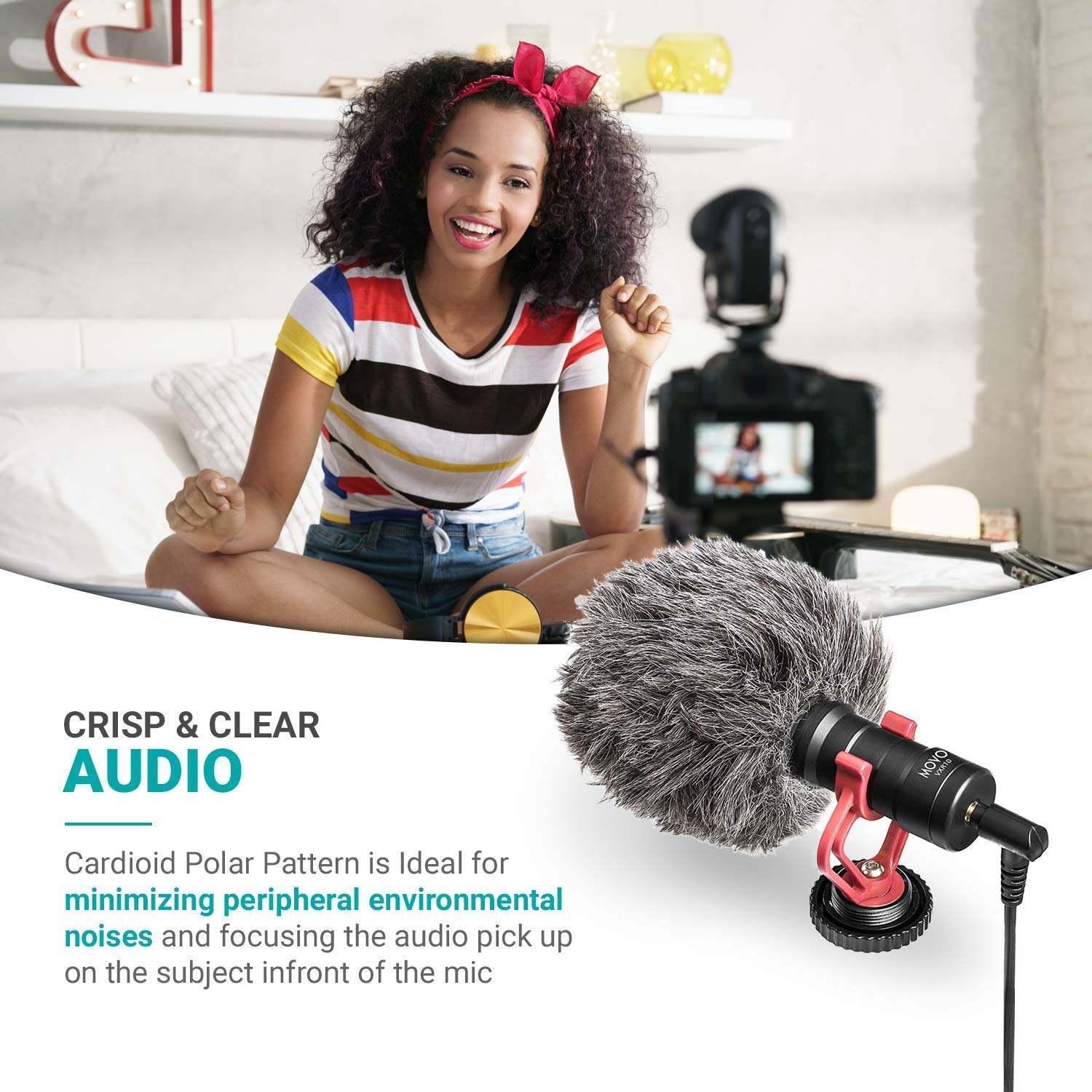 Movo VXR10-SP Universal Smartphone Video Microphone with USB Type-C and Lightning Dongle Adapters - Compatible with iPhone 11, 11 Pro, XS, XR, X, iPad Pro, Samsung Galaxy, Moto, HTC, Google, Android