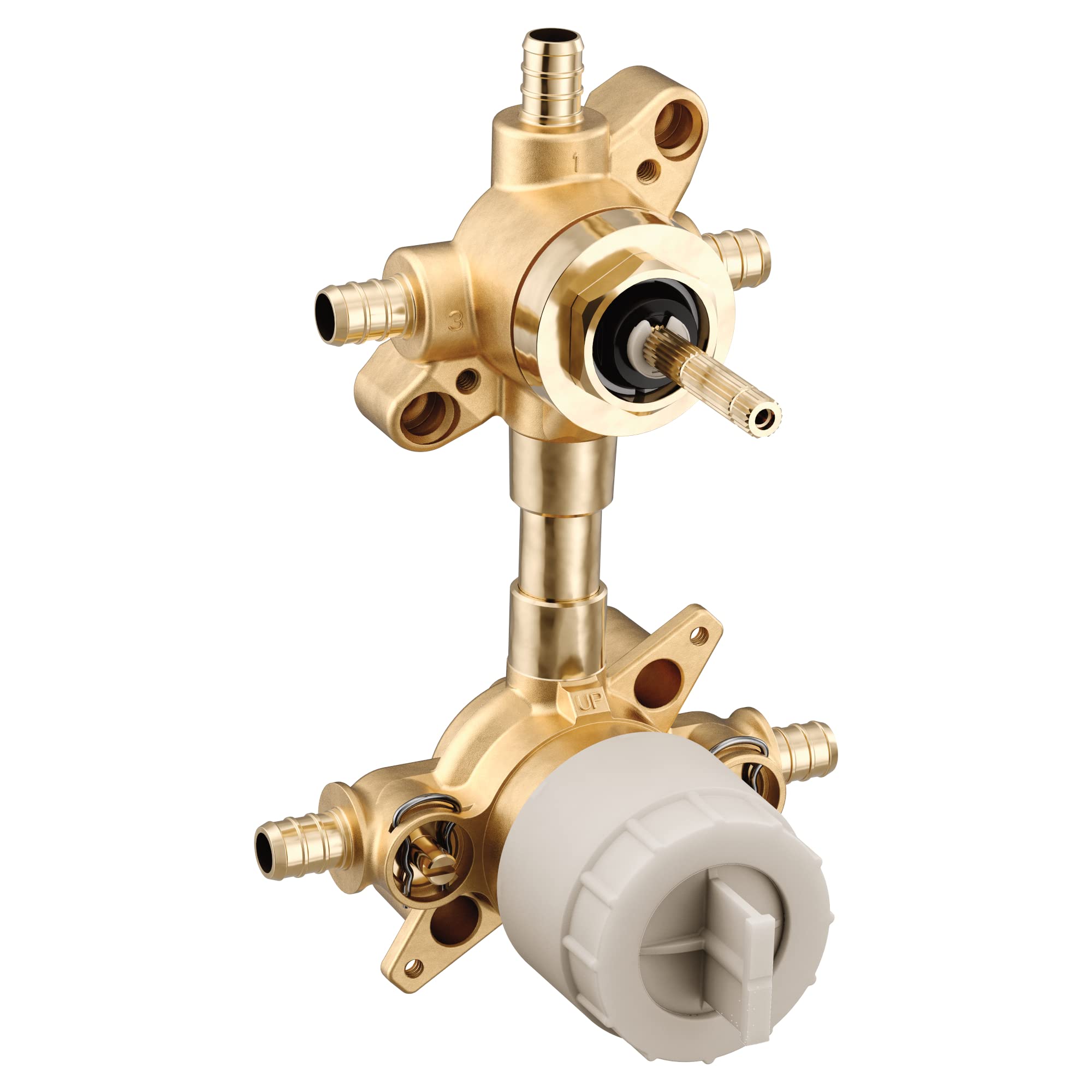 Moen M-CORE Mixing Valve with 3 or 6-Function Integrated Transfer Valve with Crimp Ring PEX Connections and Stops, U362XS