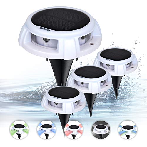 MOWASS Solar Deck Lights, Outdoor Waterproof RGB LED Step Lights,Solar Powered Driveway Garden YardPatio Stair Decor Lights - 4Pack