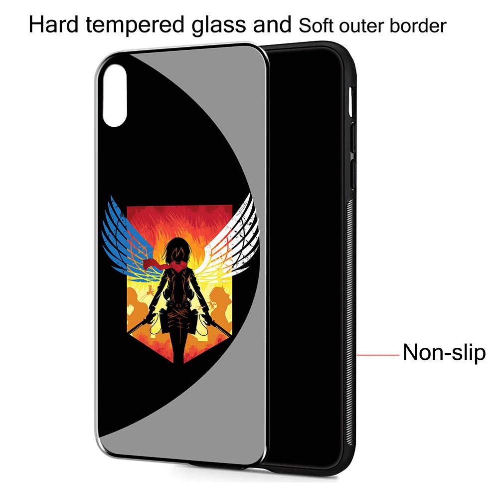 Luxury Phone Case for Samsung Galaxy A40 Cover,9H Tempered Glass Back Cover Soft Silicone Anti Scratch Bumper Design LB-139 Attack on Titan Protective Case