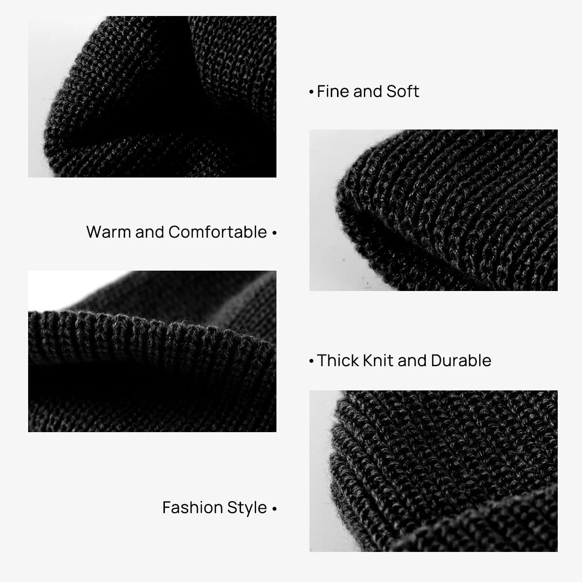 SITFFOFT Black Beanie Hats for Men Women Winter Warm Soft Ribbed Skullcap Knit Fisherman Beanies Ski Hat Unisex