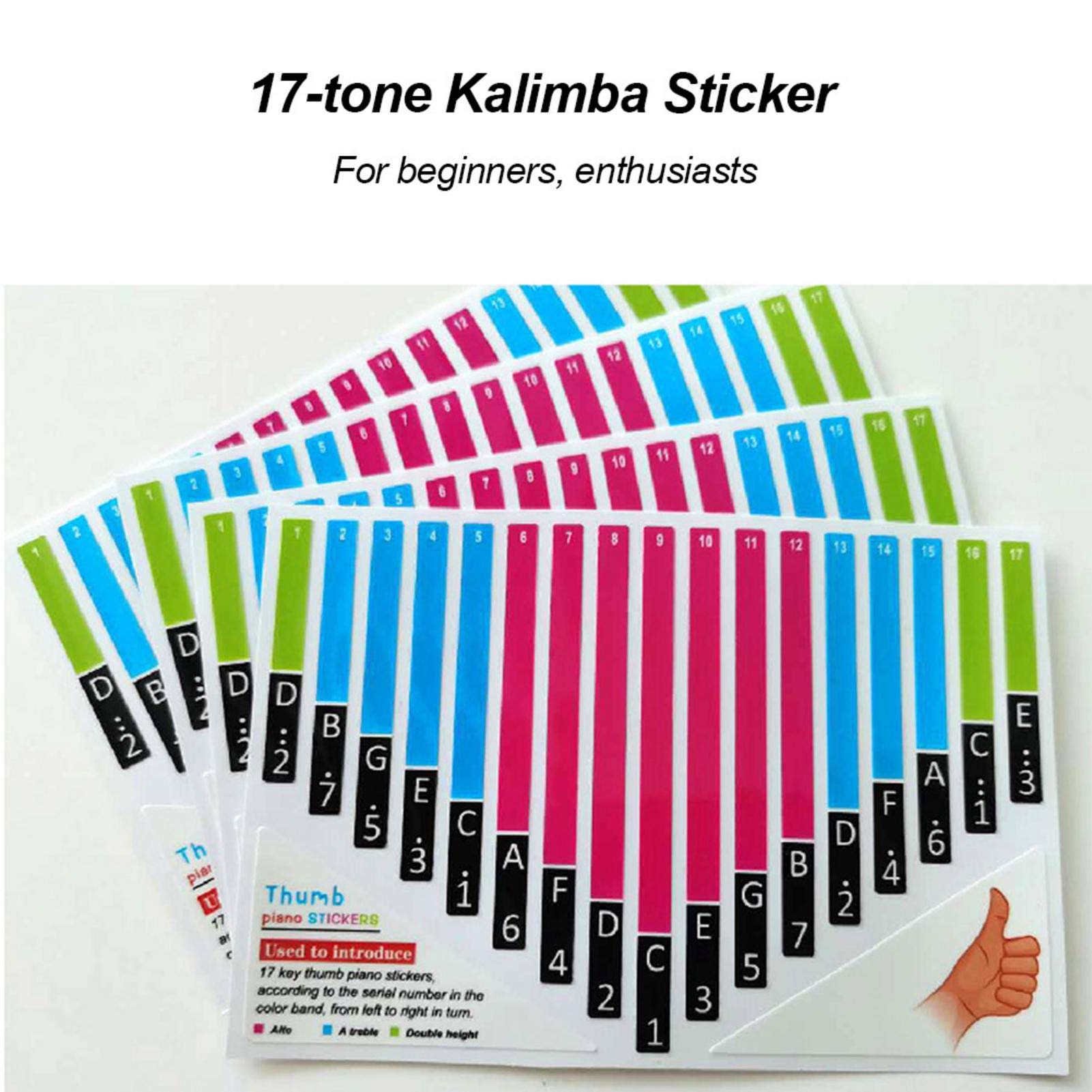 narratorbook 17-Key Thumb Piano Sticker Kids Beginner Note Stickers Thumb Piano Key Sticker for Kalimba Thumb Piano Repair Parts Musical Instruments