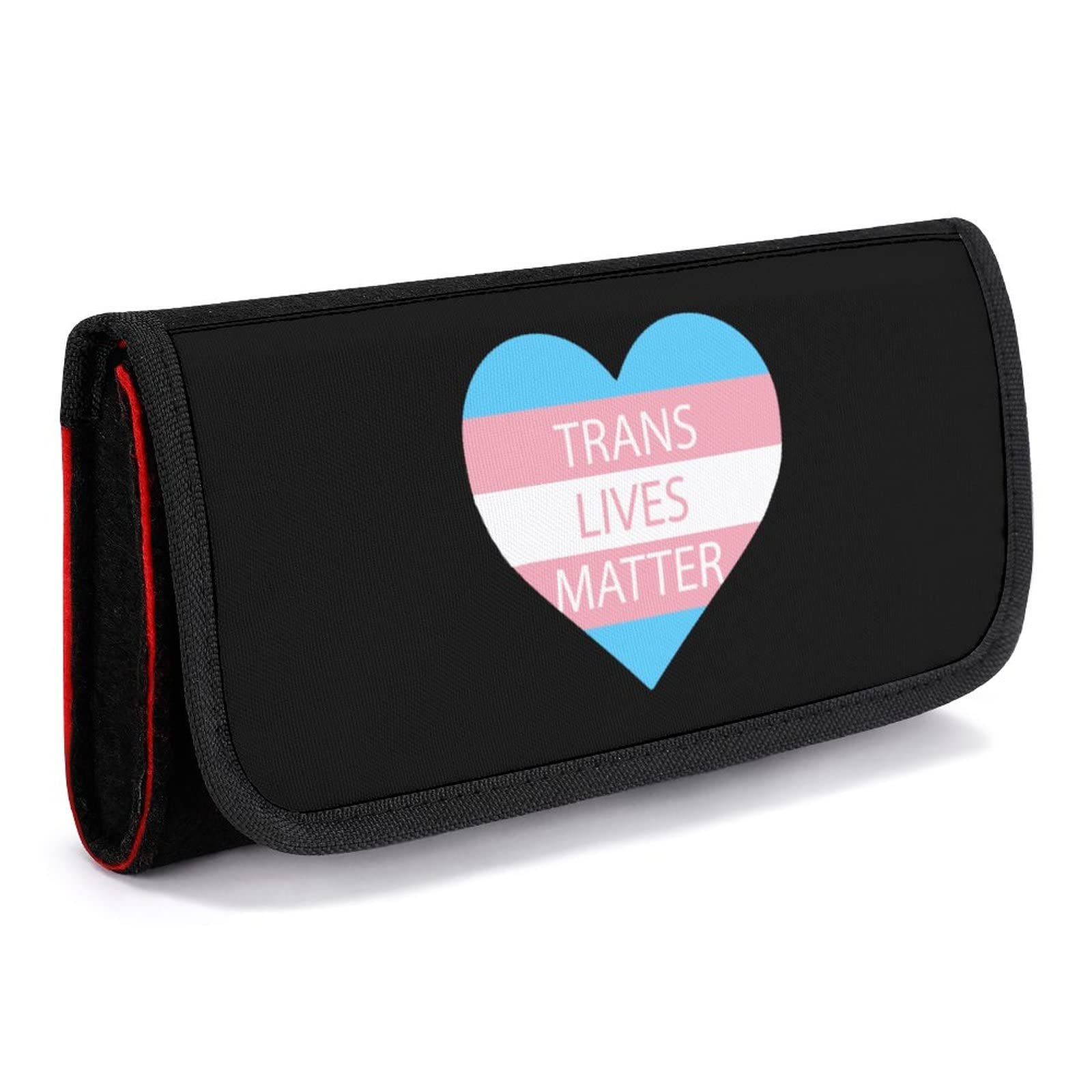 Trans Lives Matter Heart Carrying Bag Compatible with Switch Protective Case Slim Felt Pouch with 5 Game Cartridges Holders