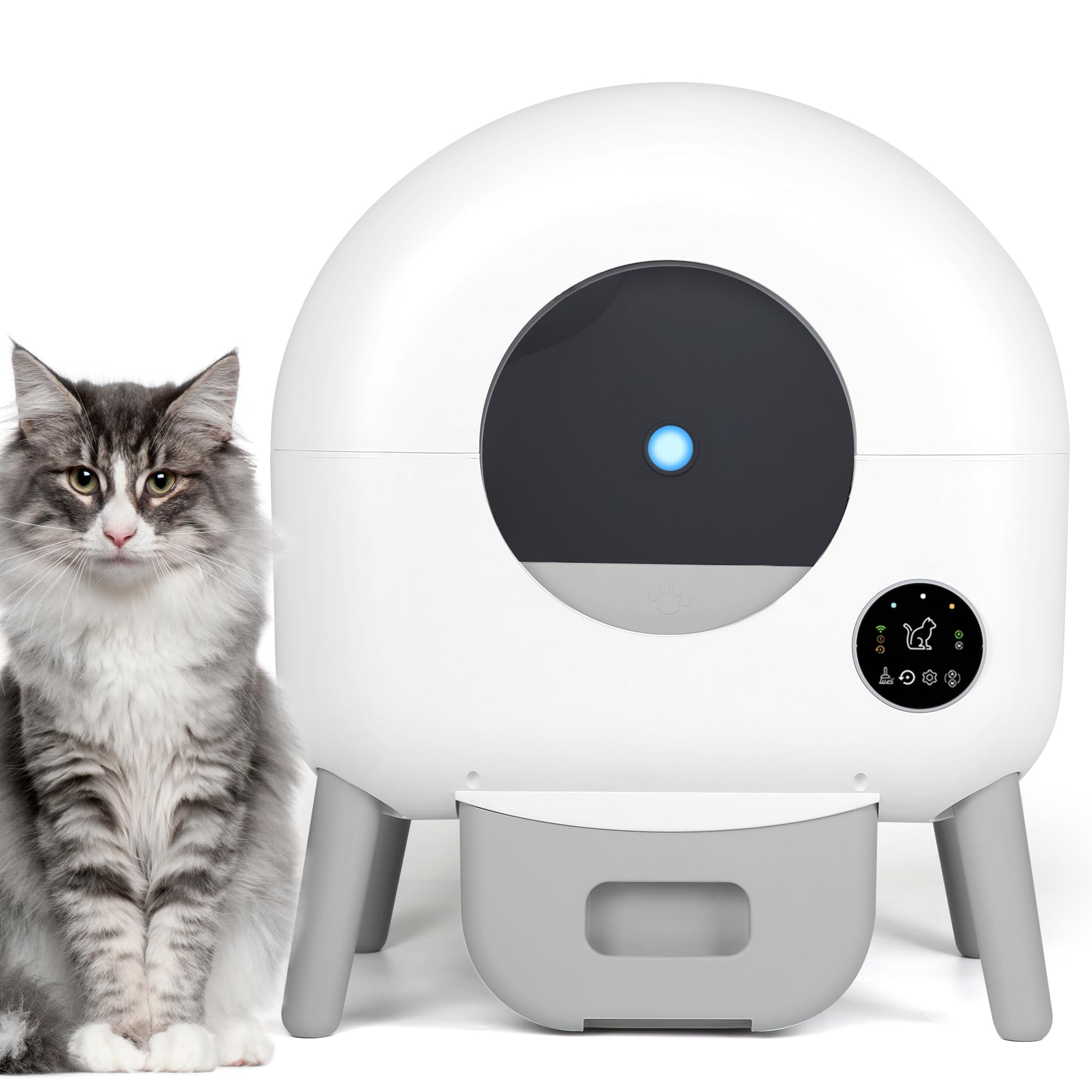 MEEGEEM Self Cleaning Cat Litter Box - 85L Extra Large Automatic Cat Litter Box Self Cleaning for Multiple Cats, Anti-Pinch/Odor-Removal Design, All Litter Can Use, with Garbage Bags/Mats0223