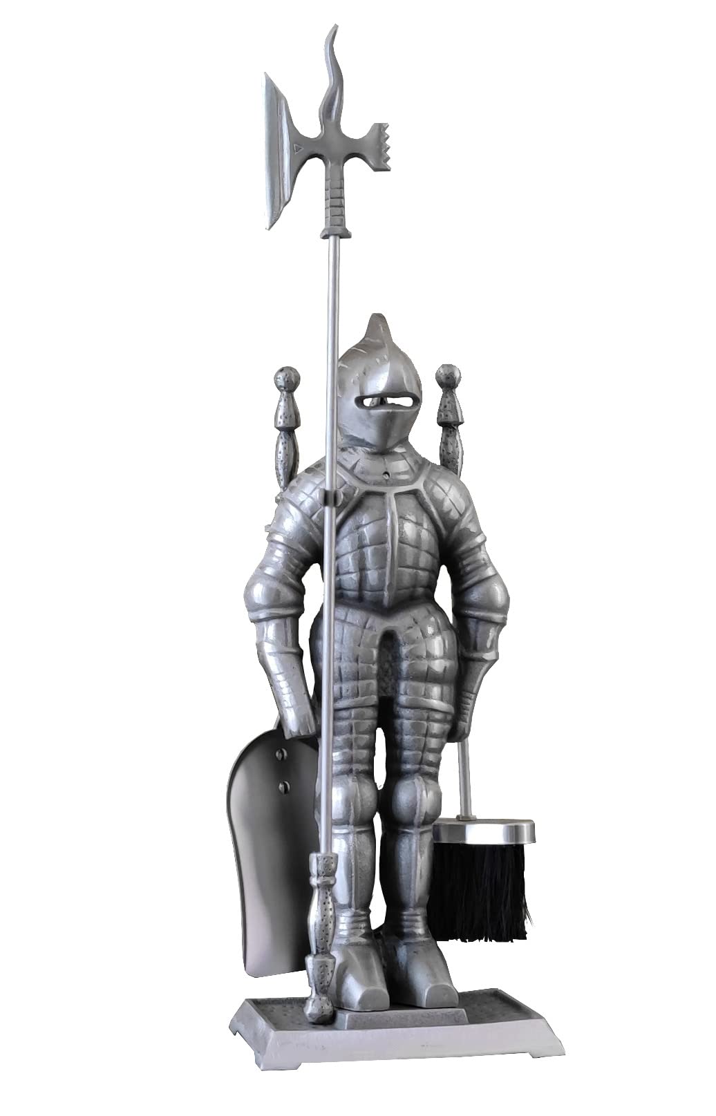 Lizh Metalwork Dark Knight Fireplace Tool Set,Black Cast Iron