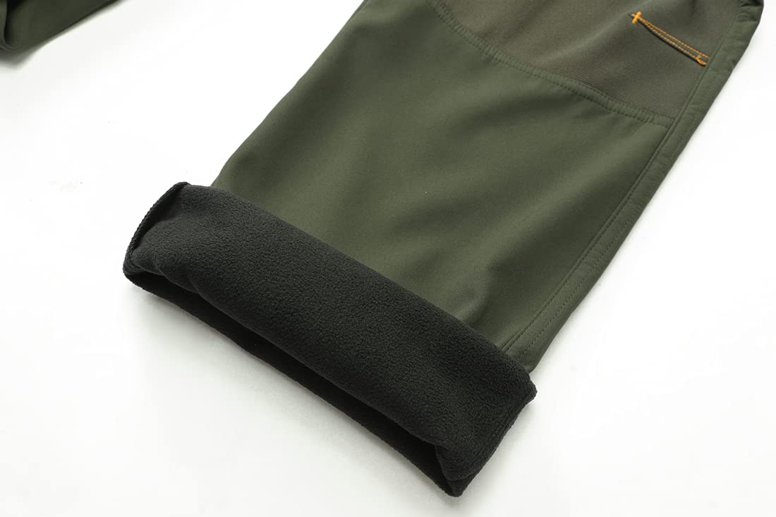 MOERDENG Men's Soft Shell Waterproof Winter Snow Ski Snowboarding Pants Fleece Cargo Hiking Pants