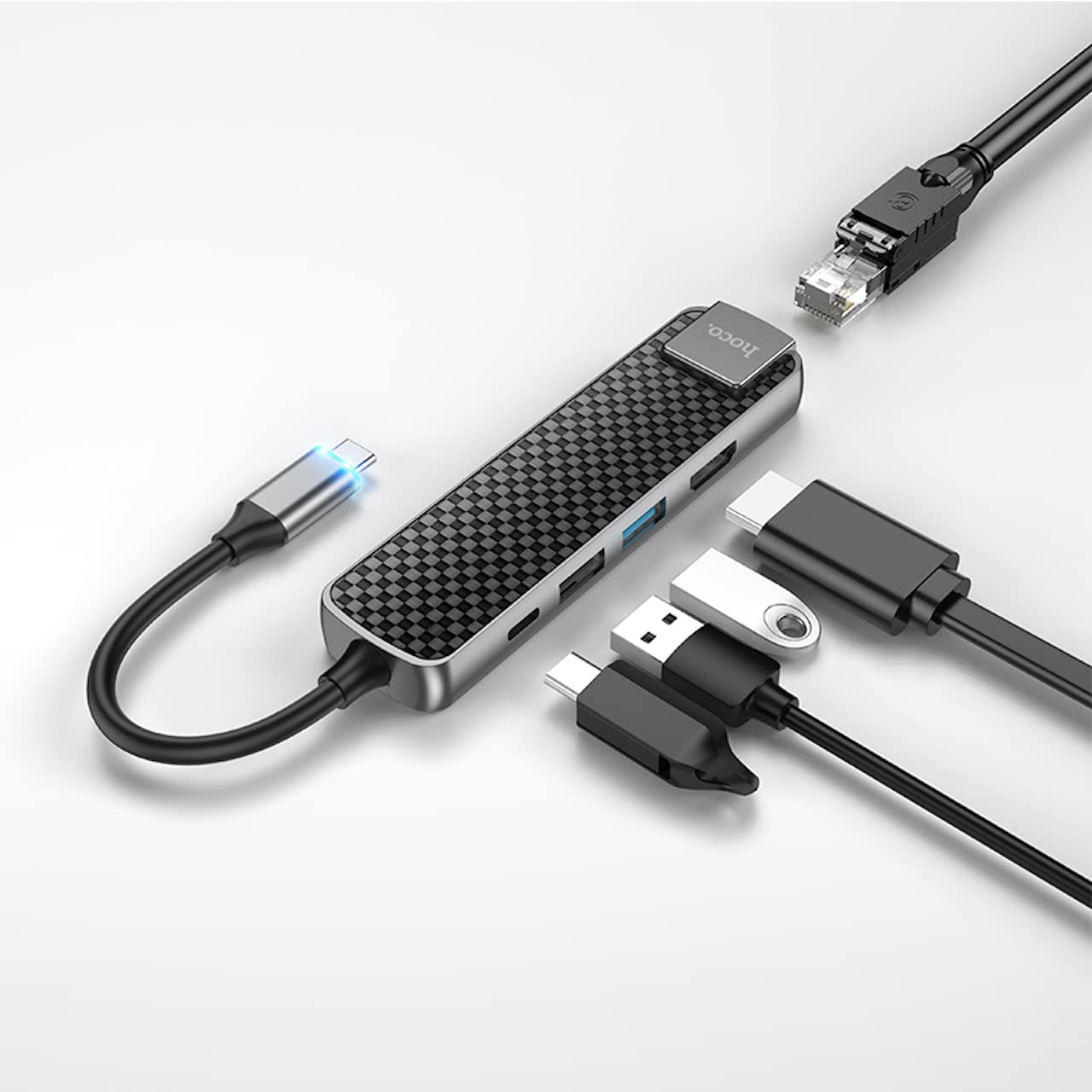 Type-C hub “HB23 Easy View” Multimedia Adapter HDMI + USB3.0 + USB2.0 + RJ45 + PD