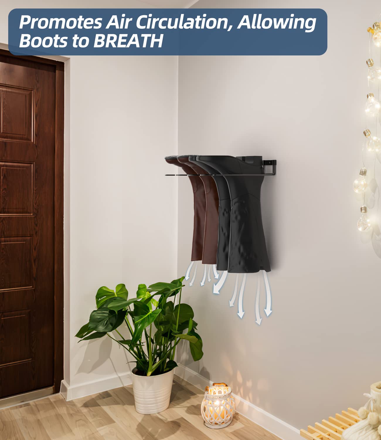 PrimZooty Boot Rack Wader Hanger Wall Mounted- (4 Pair) Sturdy Metal Boot Organizer, Tall Shoe Holder for Closet, Entryway, Indoor, Garage