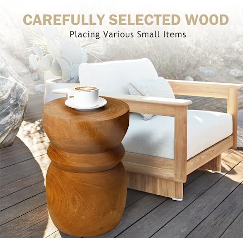 Uziass Wood Side Table Tree Stump Stool, 15”H End Table Round Outdoor Garden Natural Tree Stump Side Table for Living Room Bedroom Patio Balcony Home Decor