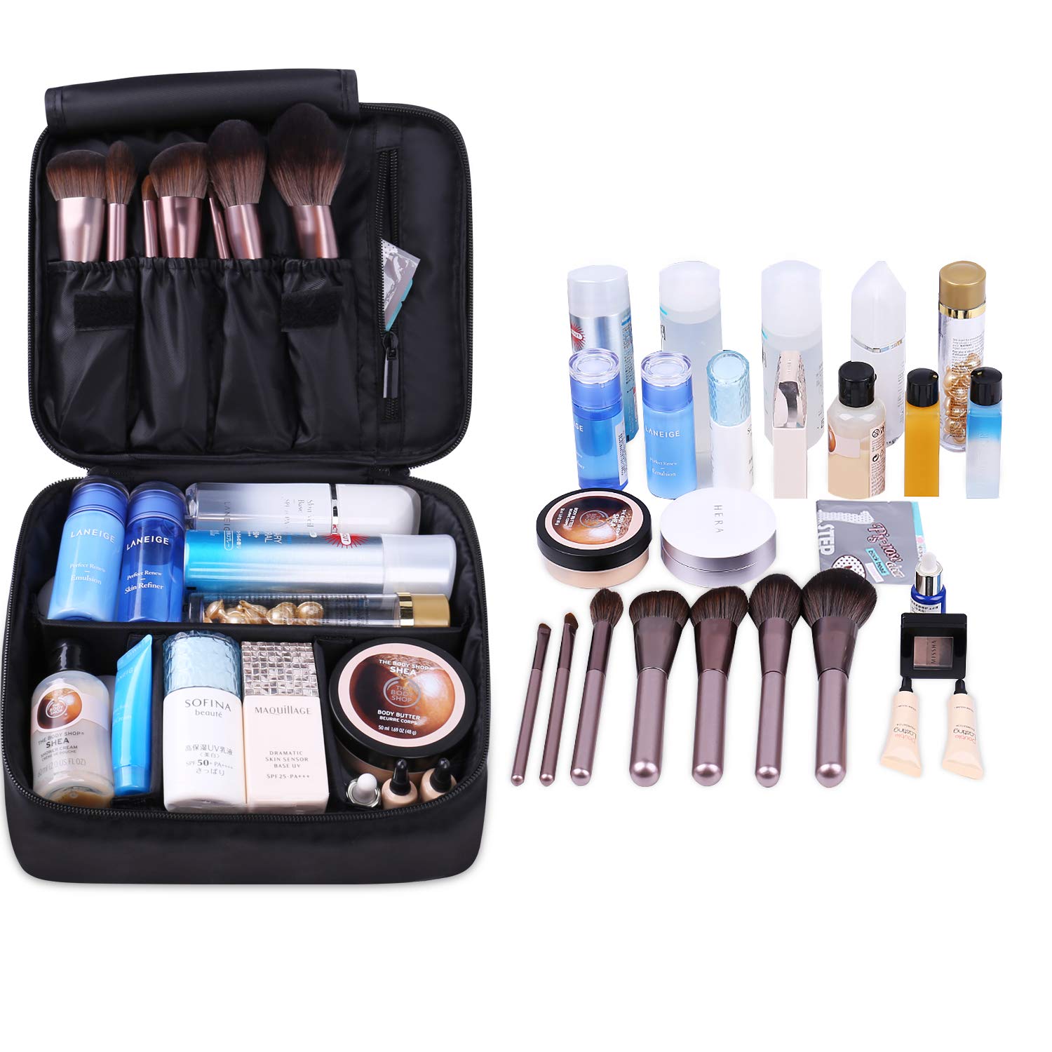 Narwey Travel Makeup Bag Large Cosmetic Bag Make up Case Organizer for Women (Elephant)