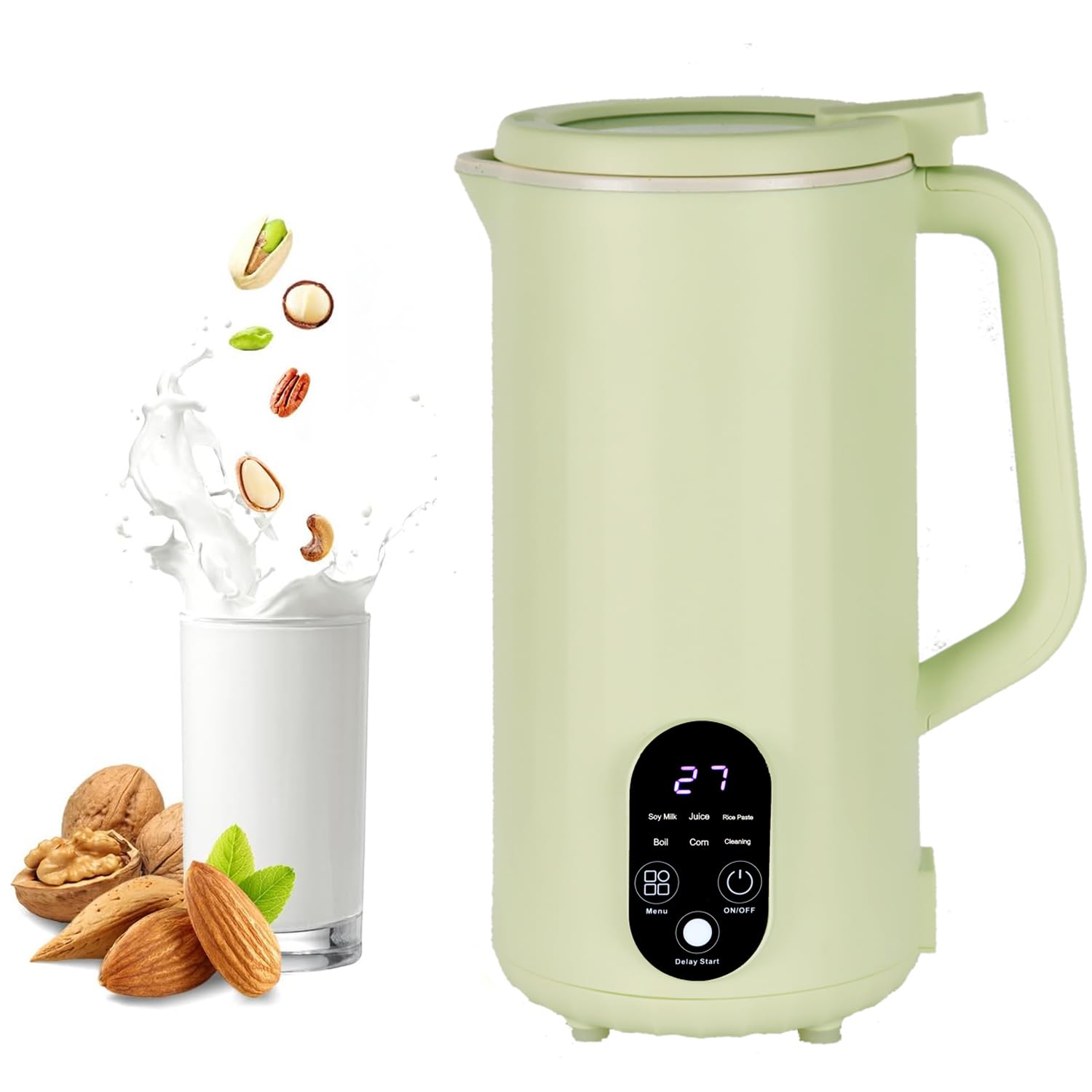 LMFUEN 800ML/27oz Stainless Steel Soy Milk Maker, Multifunctional Food Blender, Automatic Cleaning, Easy to Operate, Non-stick Pan, Large Capacity