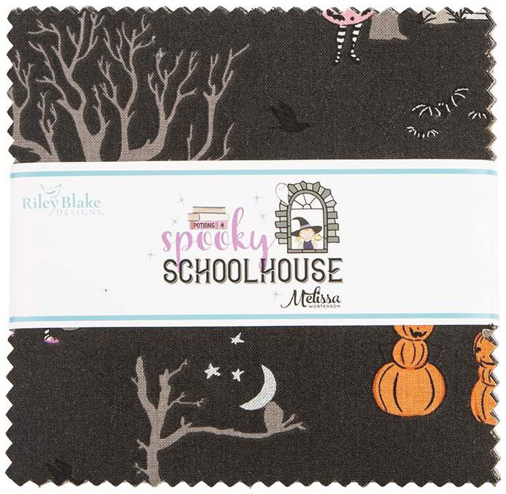 Melissa Mortenson Spooky Schoolhouse 5" Stacker 42 5-inch Squares Charm Pack Riley Blake 5-13200-42