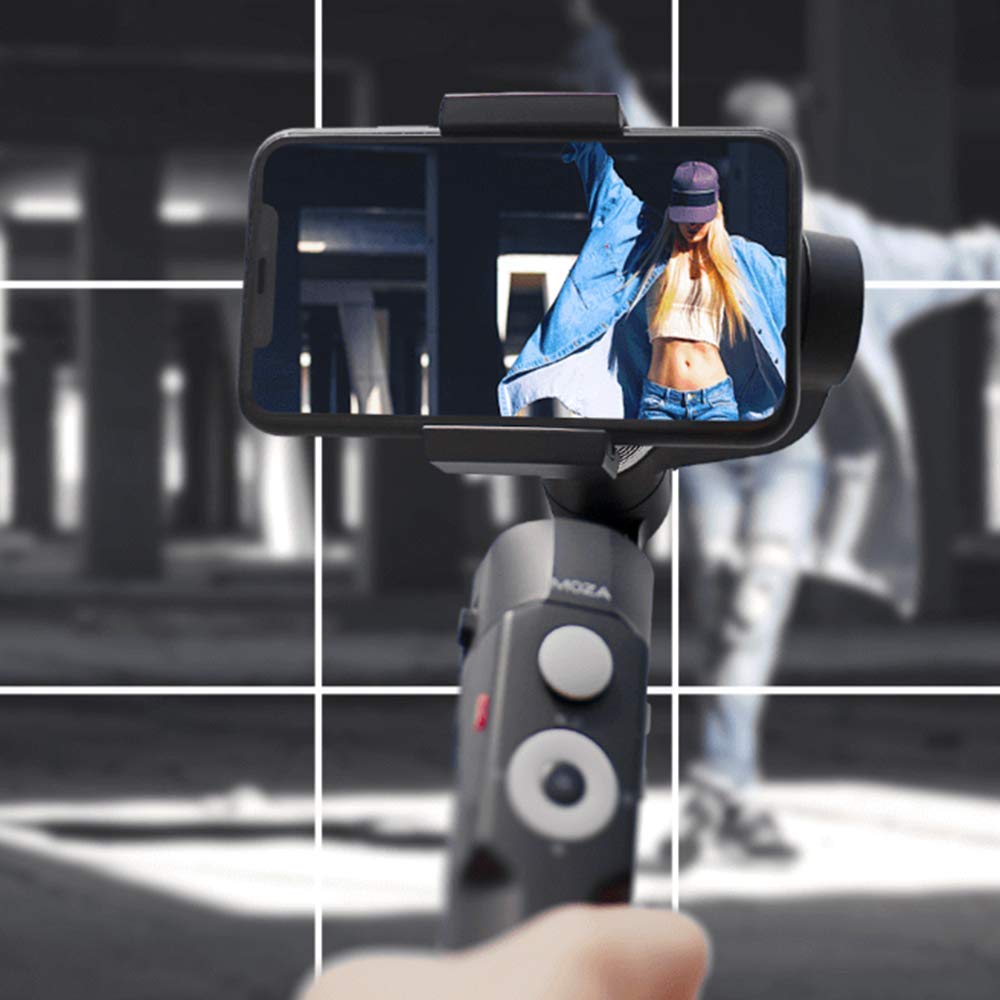 MOZA Mini-S Smartphone Gimbal, One-Button Zoom Object Tracking Foldable 3 Axis Gimbal Stabilizer for Smartphone