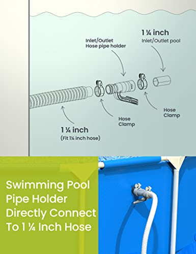 SUMMERBUDDY Swimming Pool Pipe Holder, Hose Support Brackets with Clamp Water Hose Swimming Pool Pipe Mount for Above Ground Pools Suitable for 1.25 Inch Hose (2 Pack)