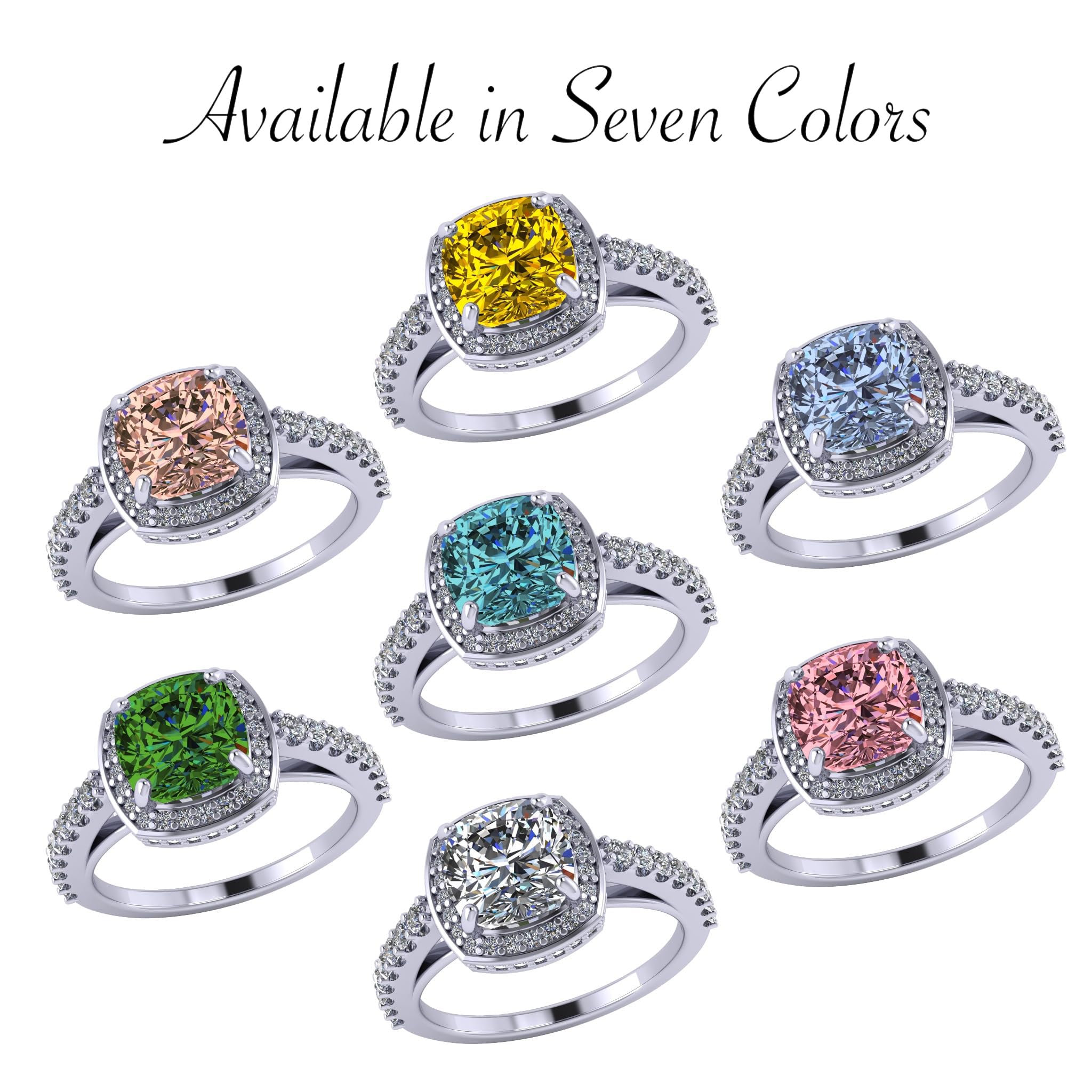 NANA Jewels 2ct Pure Brilliance Zirconia Halo Engagement Ring-Cushion Cut-March-10