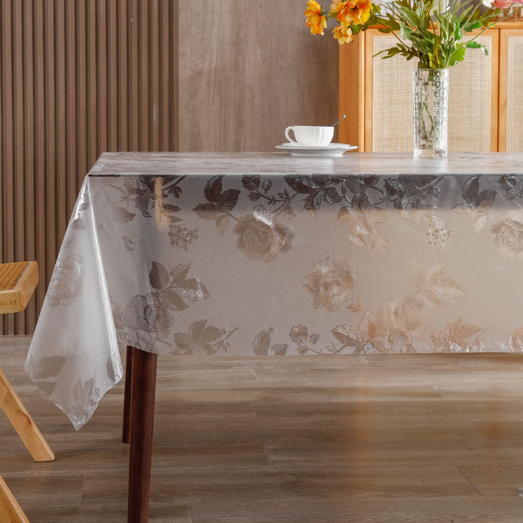 Yafe Vinyl Tablecloth Waterproof Oil-Proof PVC Table Cloth Stain-Resistant Wipeable Plastic Table Cover (60X84 Inch, CT035)