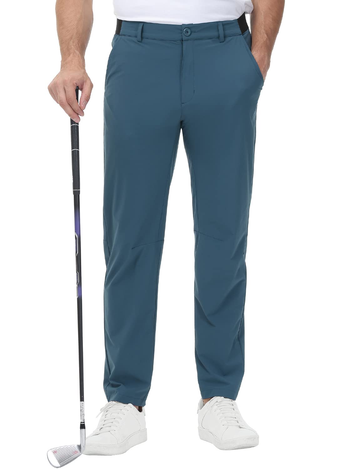 TBMPOY Mens Stretch Golf Pants Lightweight Quick Dry Casual Work Pant with 3 Pockets Stone Blue 40