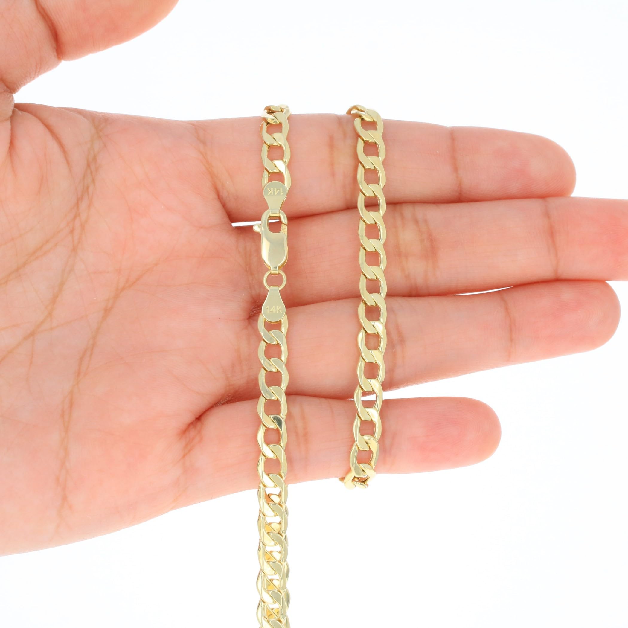 Nuragold 14k Yellow Gold 5.5mm Cuban Curb Link Chain Bracelet, Mens Womens Jewelry 7" 7.5" 8" 8.5" 9"
