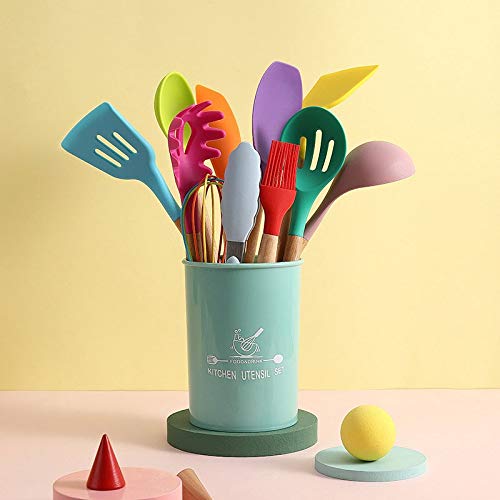 LMMDP Color Silicone Kitchenware Set Cookware Spatula Kitchen-Utensils-Set Cooking-Tool Spoon Egg-Beaters-Shovel Ladle Non-Stick