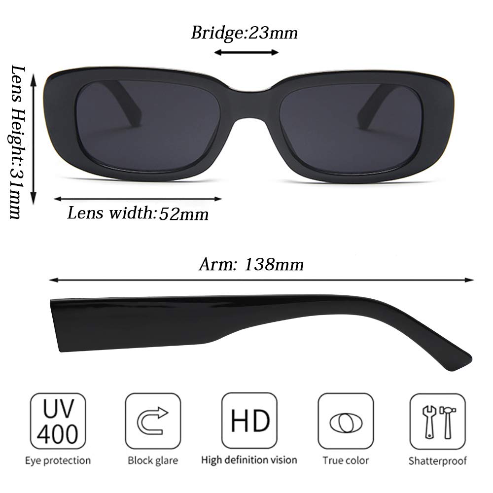 Tskestvy 2 Pack Polarized Square Rectangle Sunglasses for Women Men Y2K Retro Vintage Trendy Shades 90S Cute
