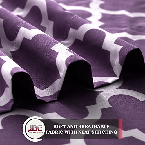 Lux Decor Full Size Bed Sheets Set, 4-Pc, Breathable Hotel Style Sheets, Microfiber Sheets Deep Pockets, Easy-Fit, Soft & Wrinkle Free Oeko-Tex Quatrefoil Bed Sheets (Full, Purple)