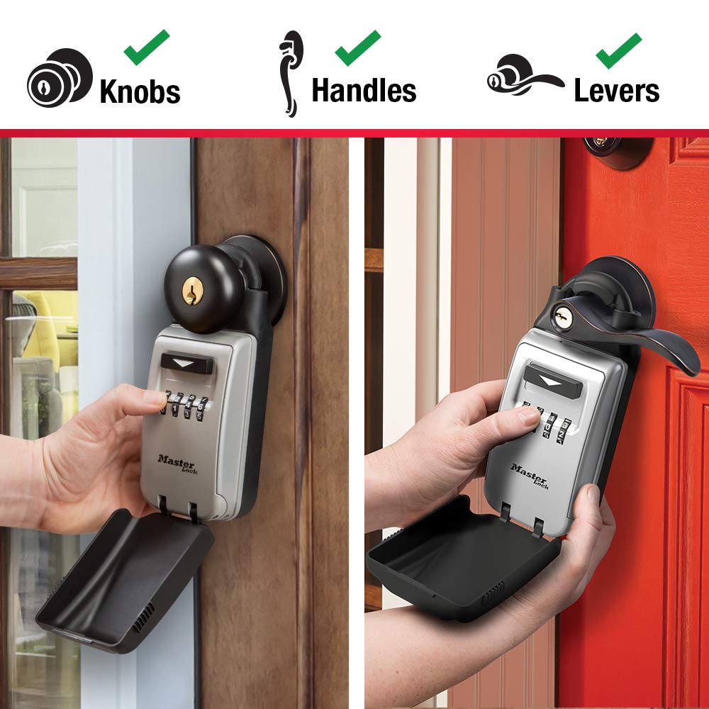 Master Lock Black Set Your Own Combination Portable Lock Box with Adjustable Shackle, House Key Lock Box for Realtors, Owners, 6 Key Capacity, 5420EC