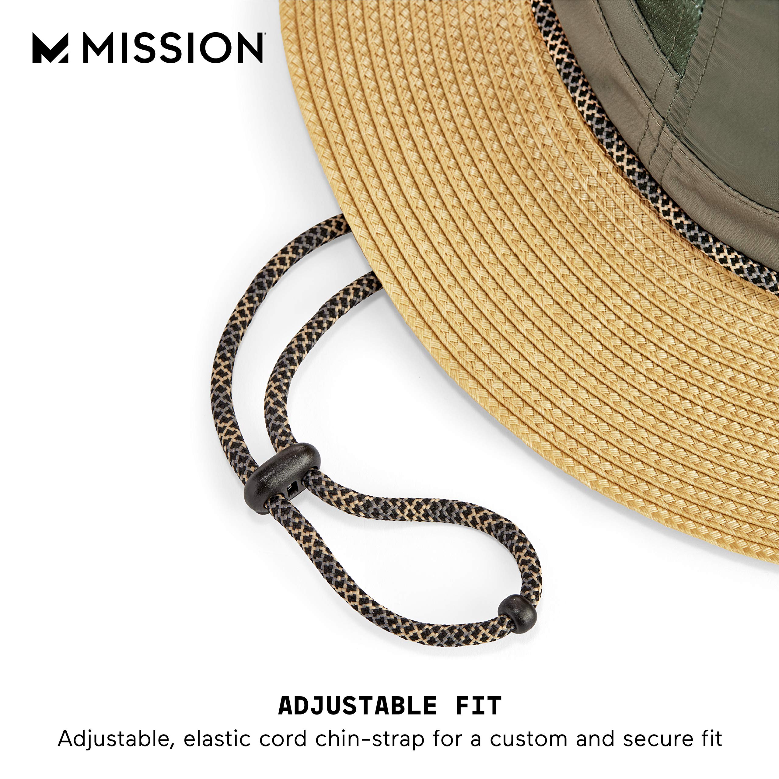 MISSION Mixed Media Cooling Hat- Instant Cooling Technology, Wide Straw Brim, UPF 50 Sun Protection- Olive