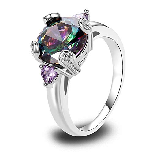 Narica Womens Brilliant Pear Cut Created Rainbow Topaz & Created Amethyst Cocktail Ring Size 7